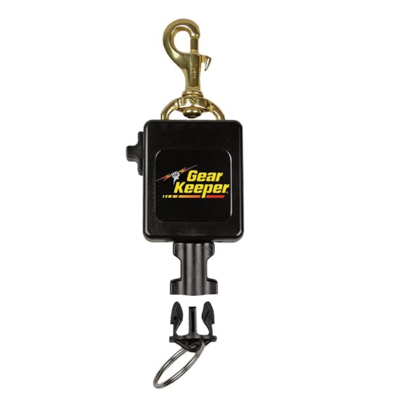 SCUBA Locking Large Flashlight Retractor, Brass Bolt Clip